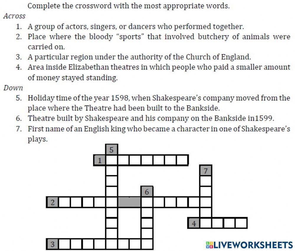 William Shakesp… | Free Interactive Worksheets | 2026924