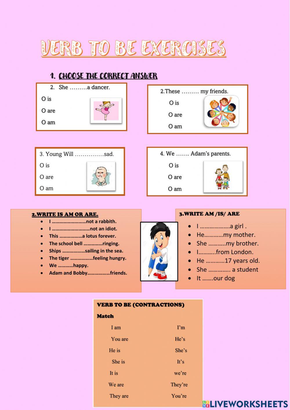 Verb to be exer… | Free Interactive Worksheets | 2026939