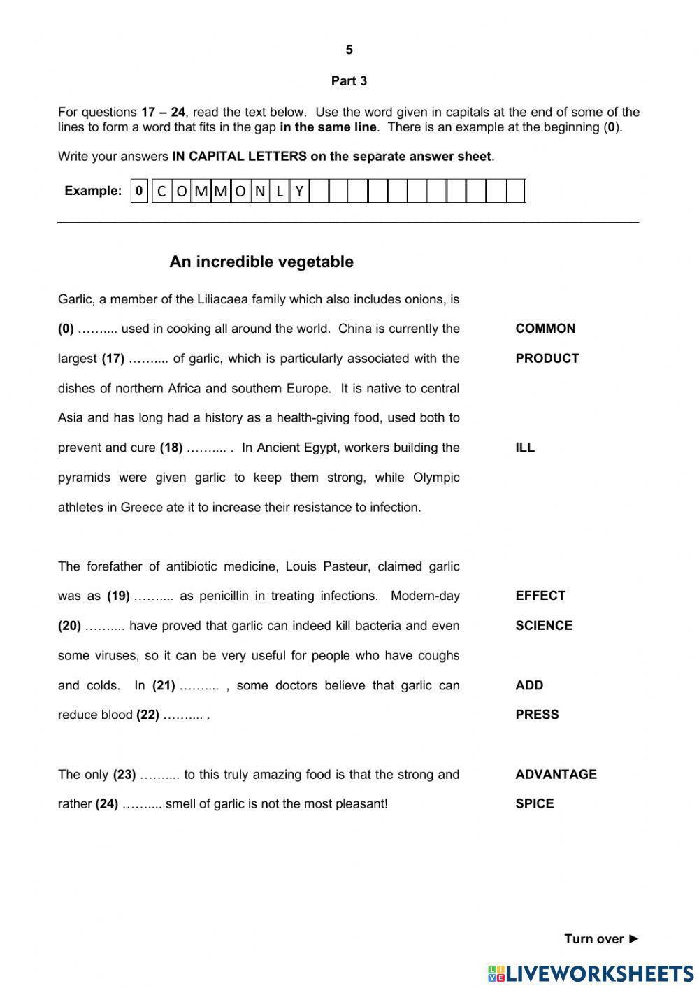 FCE Exam activity | Live Worksheets