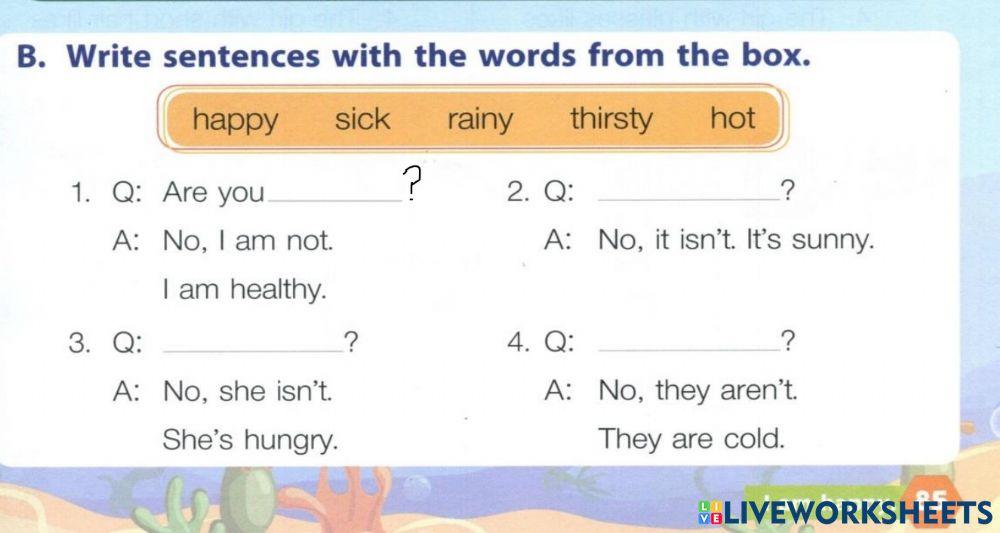 Write sentences with the words from the box4 2027035