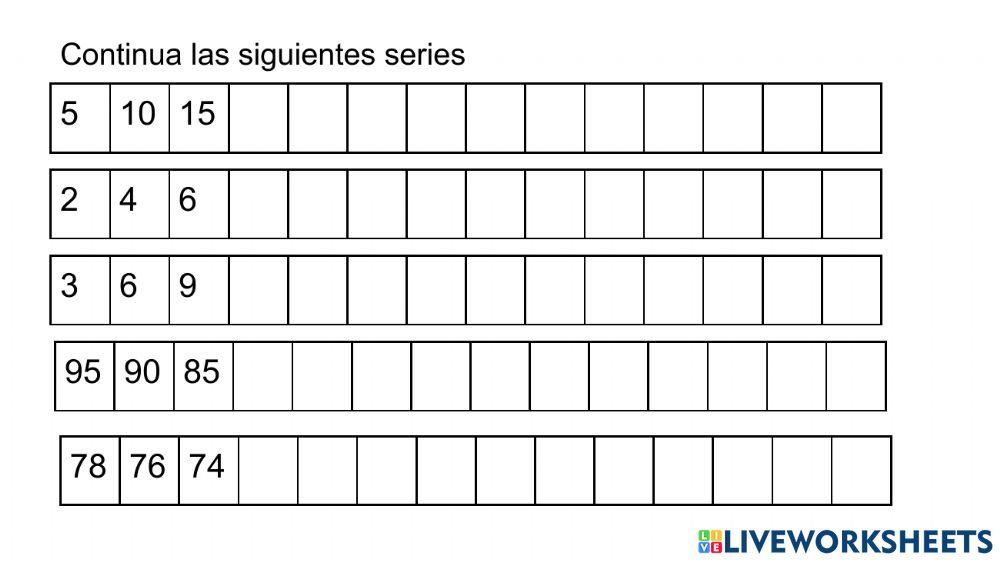 Series numéricas 2 interactive worksheet | Live Worksheets