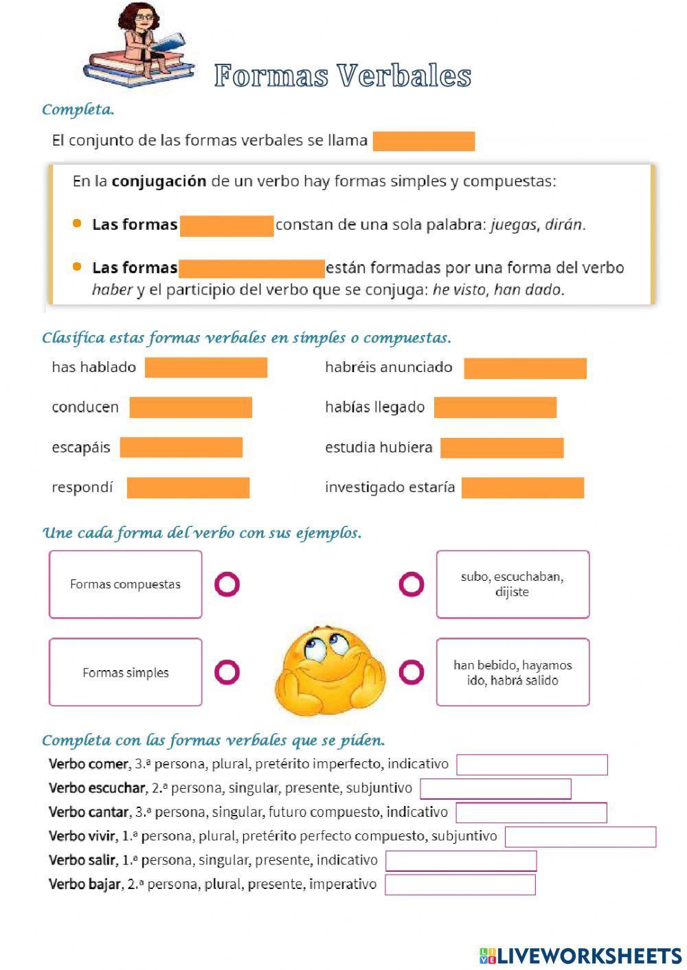 Formas Verbales online pdf activity for 5º primaria | Live Worksheets