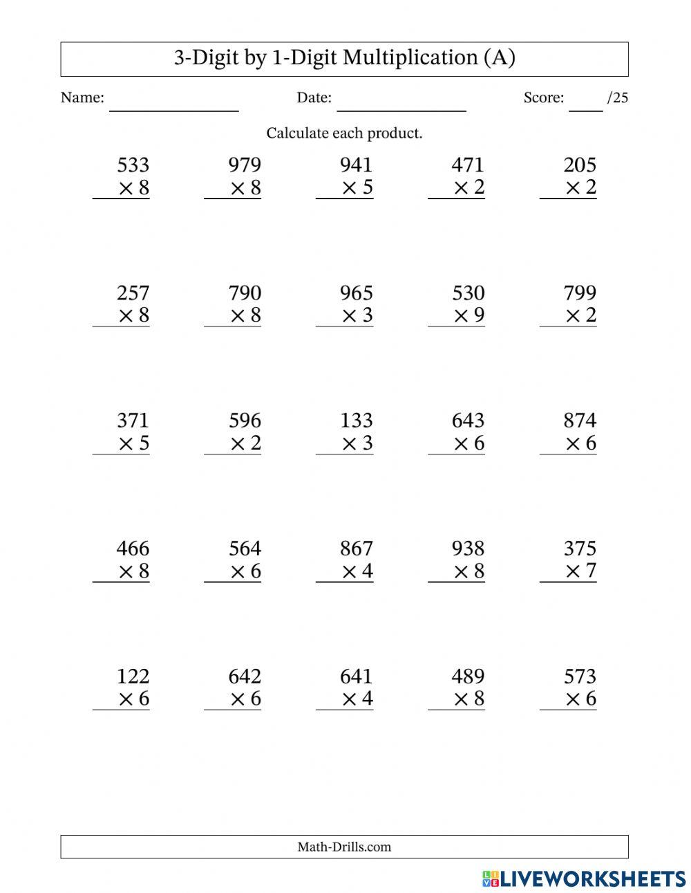 Math Drills worksheet | Live Worksheets