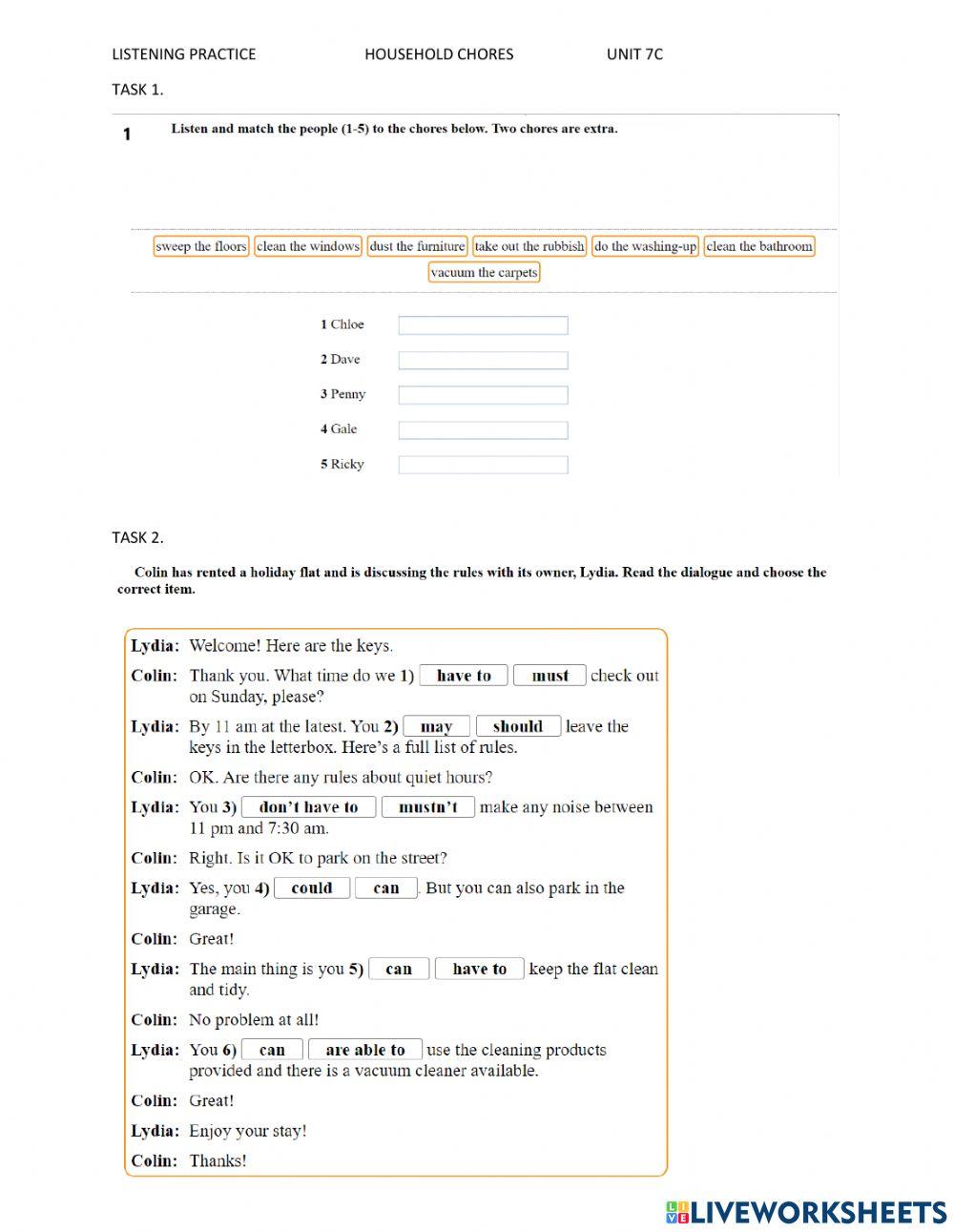 Listening Practice 7c Online Exercise For | Live Worksheets