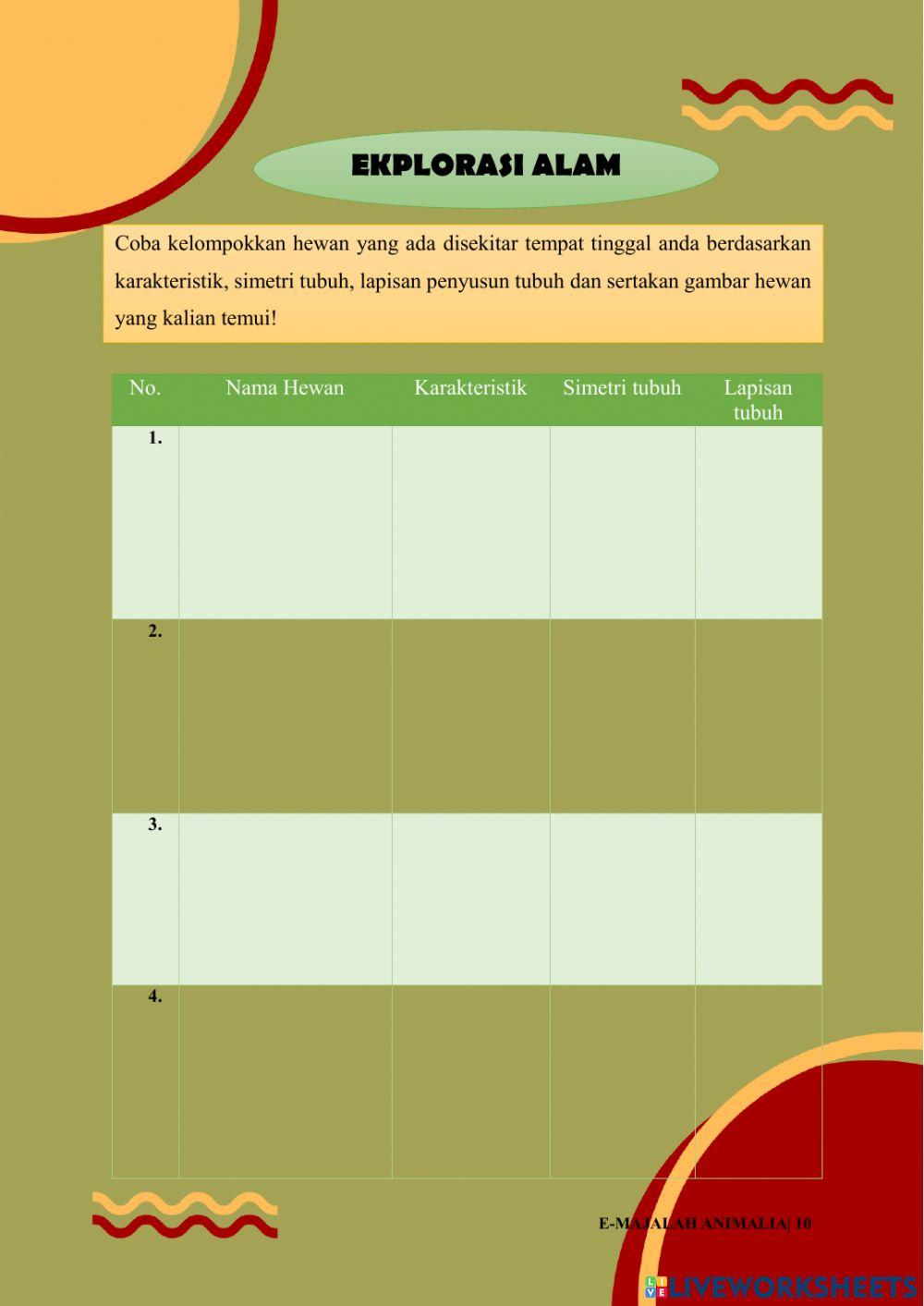 Lanjutan topik 1 (hewan invertebrata) tentang porifera worksheet | Live ...