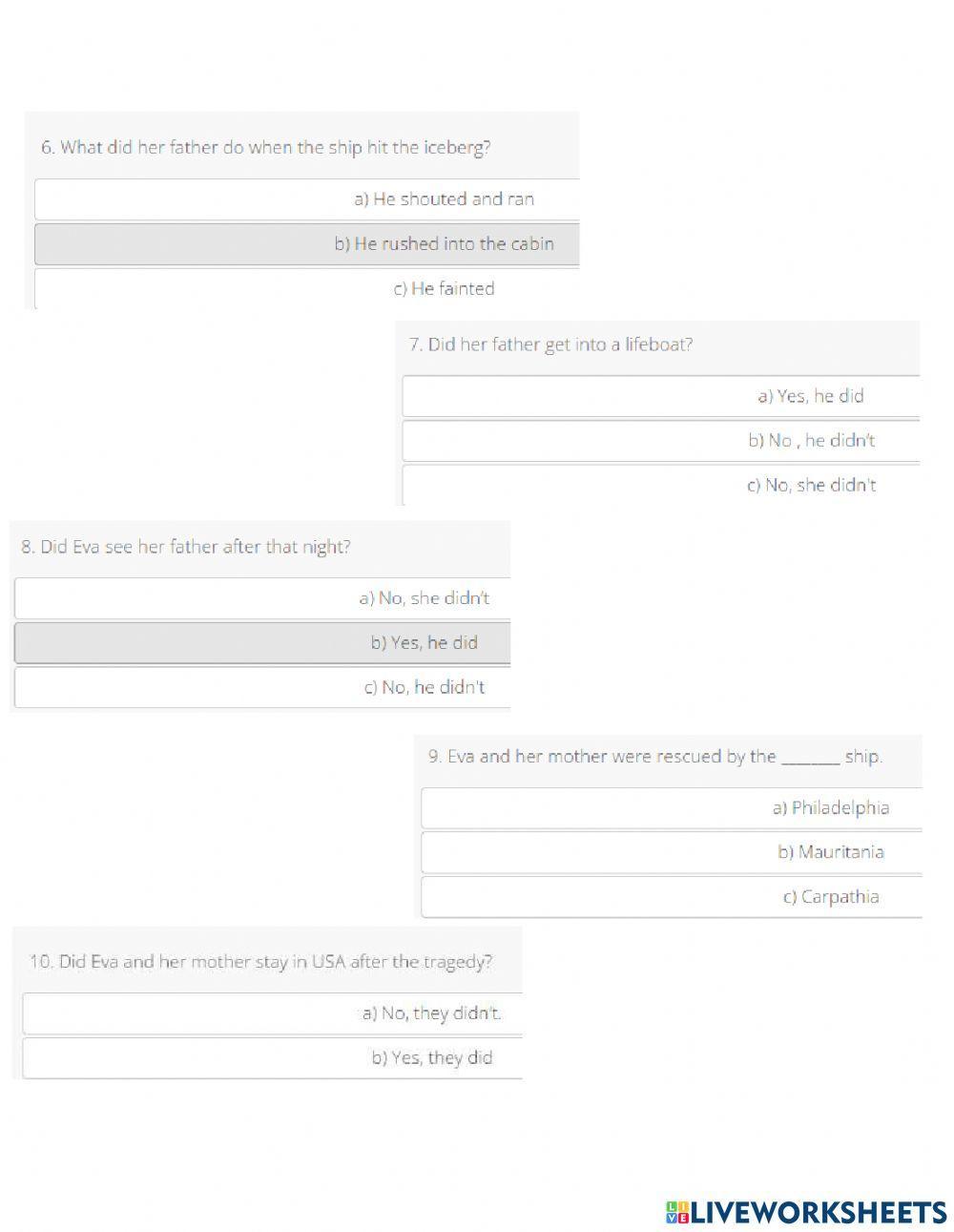 Survivor from t… | Free Interactive Worksheets | 2057410