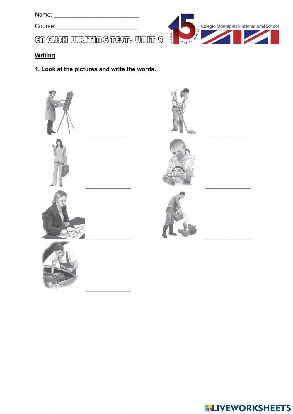 Writing Test Year 5 Unit 8 worksheet | Live Worksheets