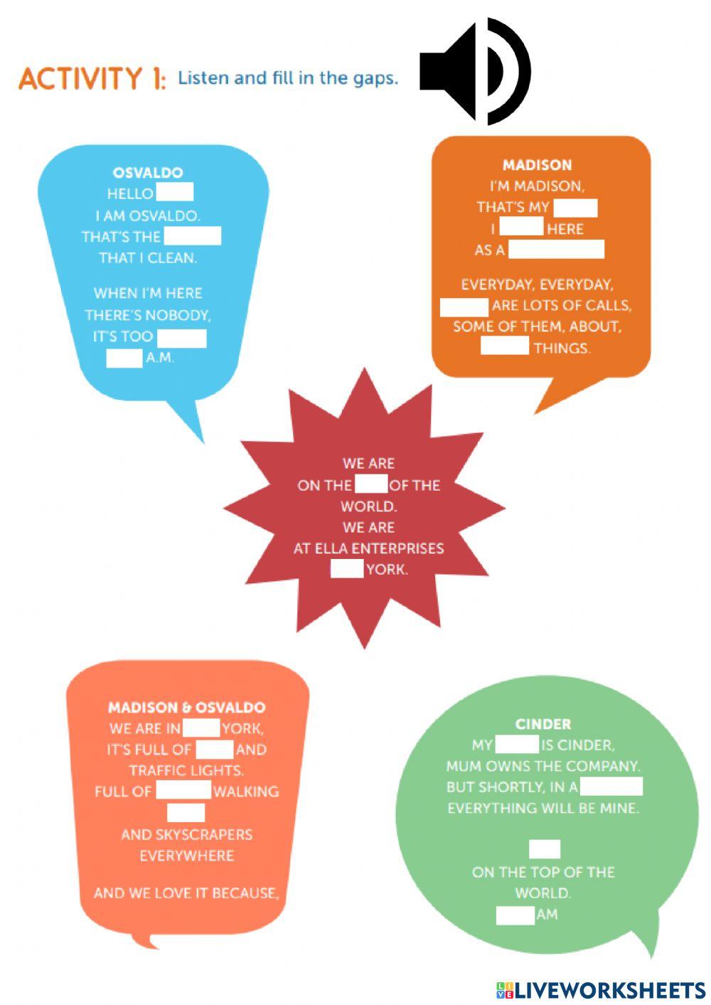 Song 1 - Opening worksheet | Live Worksheets