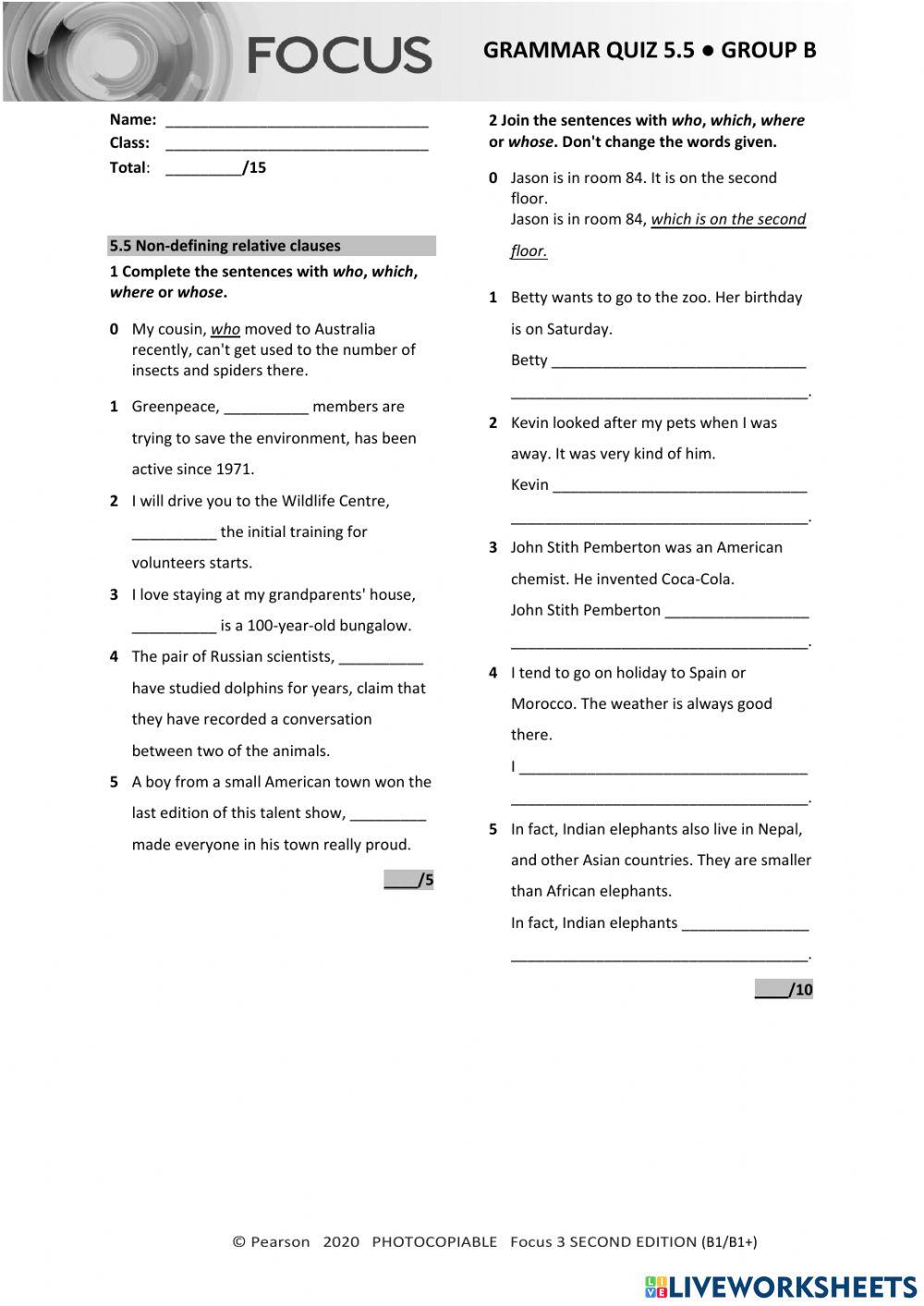 Focus 3 Unit 5 … | Free Interactive Worksheets | 5339048