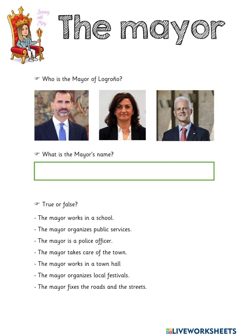 The mayor of Logrono worksheet | Live Worksheets
