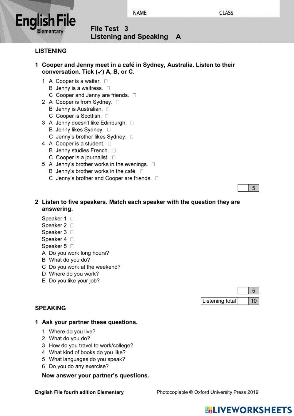 TEST UNIT 3 ENG… | Free Interactive Worksheets | 5339071