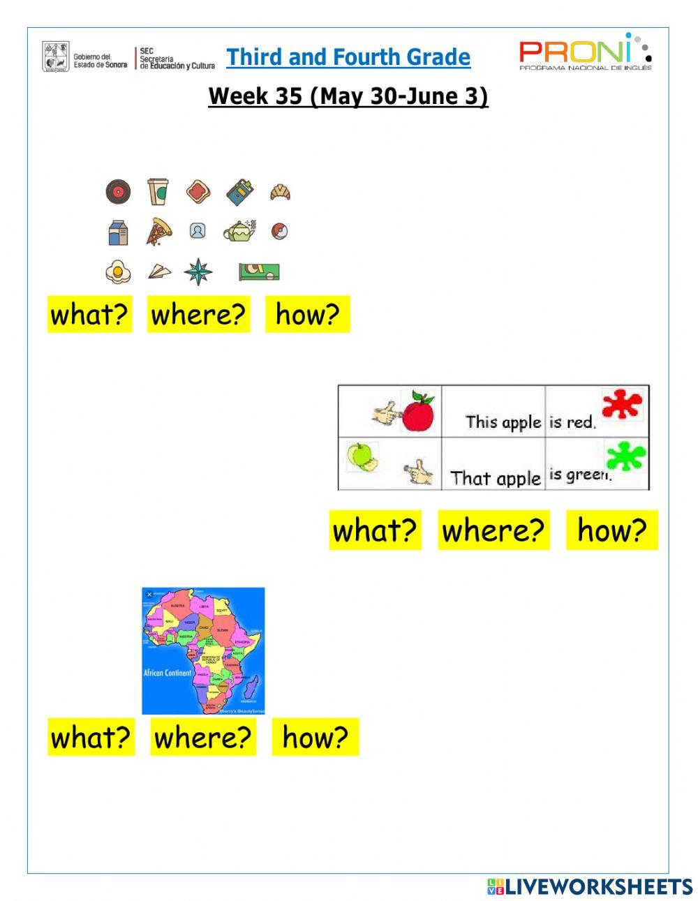 3ro y 4to Semana 35 (30 Mayo-3 Junio). online exercise for | Live Worksheets
