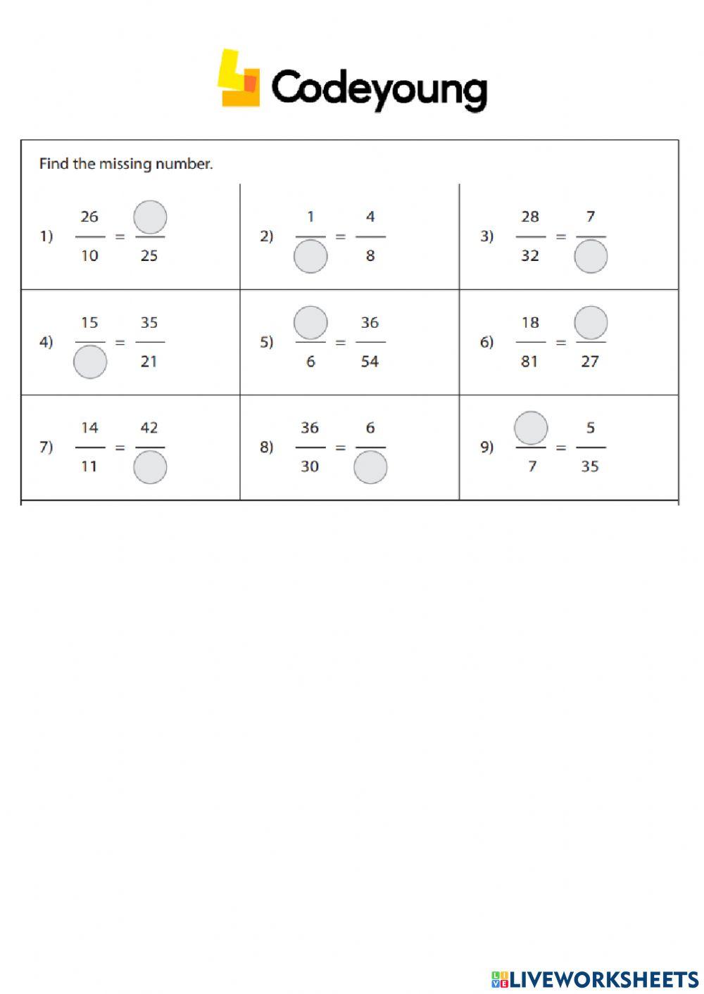 Basics of Fractions Application worksheet | Live Worksheets