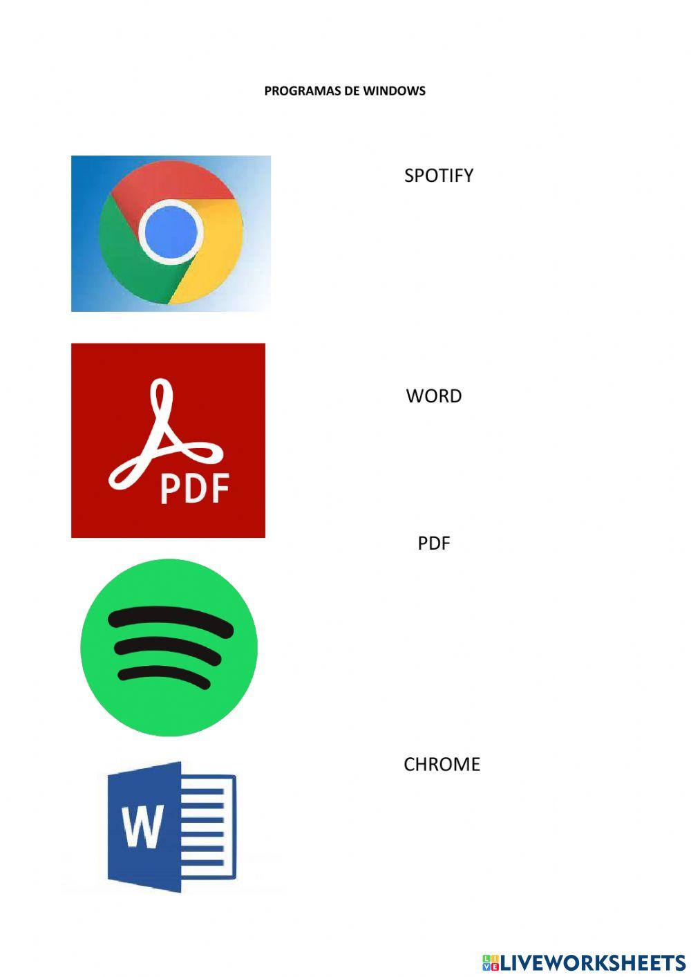 Programas de windows activity | Live Worksheets
