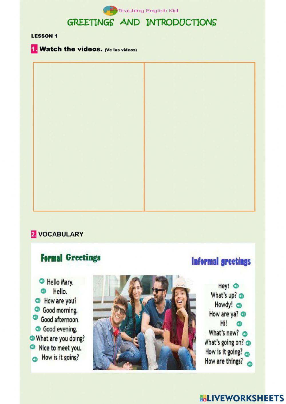 GREET online exercise for | Live Worksheets