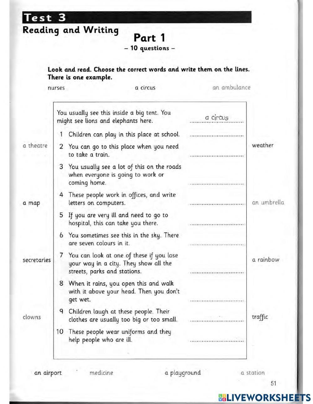 Flyers - Test 3… | Free Interactive Worksheets | 2067435