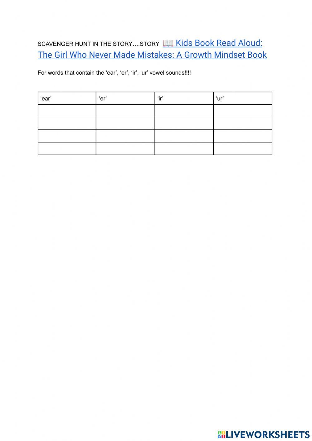 Sort out the words that contain these vowel sounds worksheet | Live ...