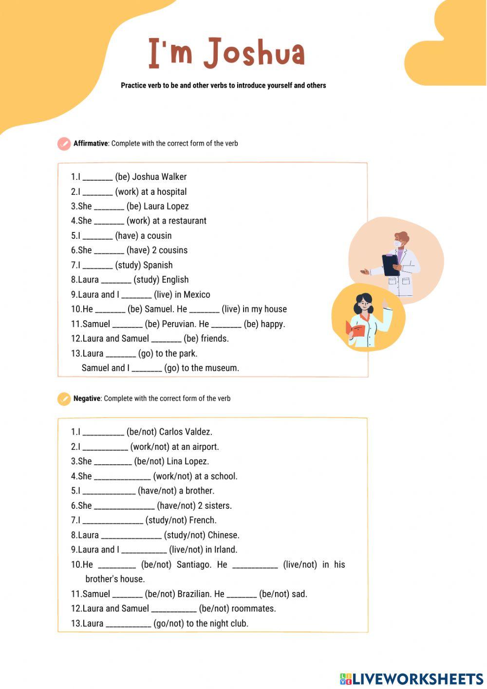 I'm Joshua worksheet | Live Worksheets