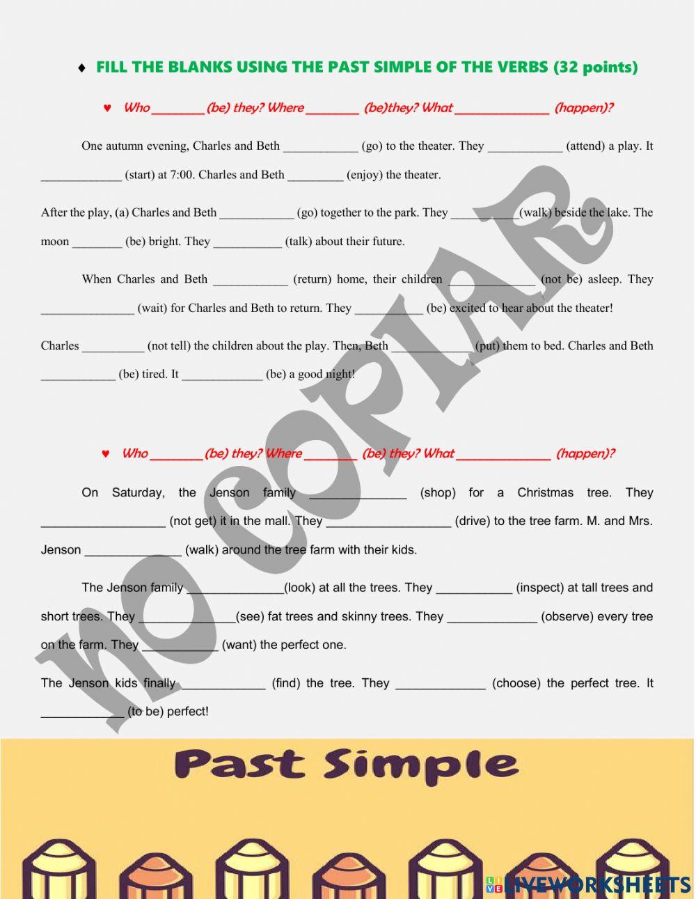Simple past online exercise for Secundaria | Live Worksheets