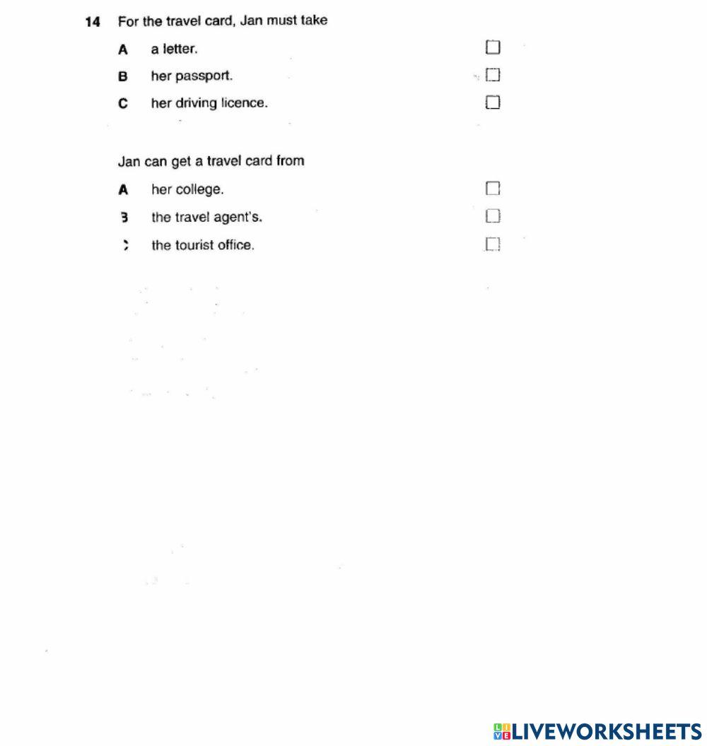 Ket 3-part 3-test 1 worksheet | Live Worksheets