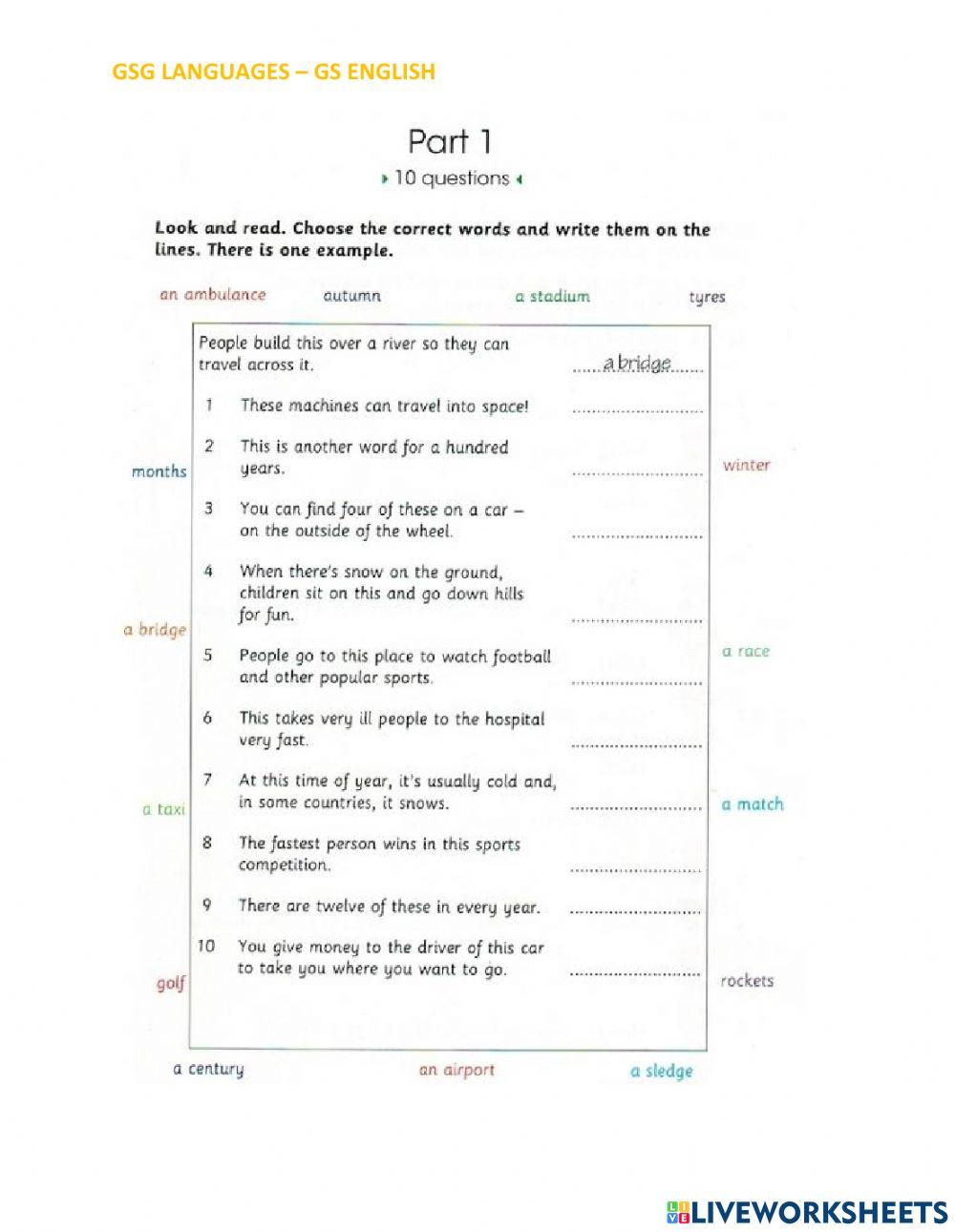 Skills Builder For Cambridge - Flyers - Reading - Writing - Part.1 ...