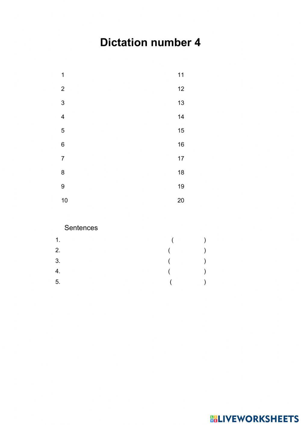 Dictation number 4 - Mrs. Delmis Medina online exercise for | Live ...