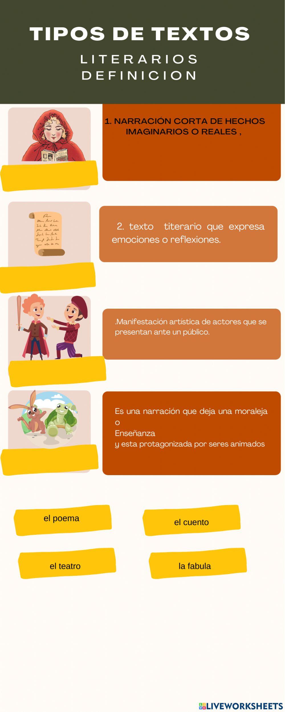 Textos literari… | Free Interactive Worksheets | 2068913 Textos literari… | Free Interactive Worksheets | 2068913