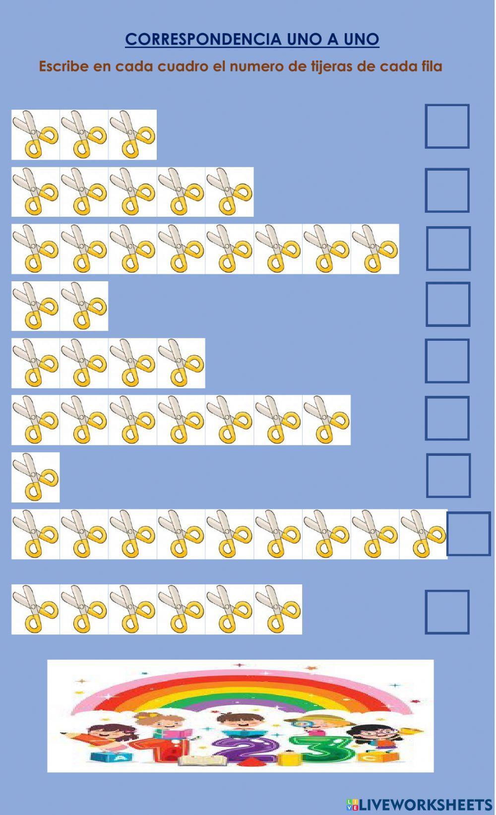 Correspondencia uno a uno 4 interactive worksheet | Live Worksheets