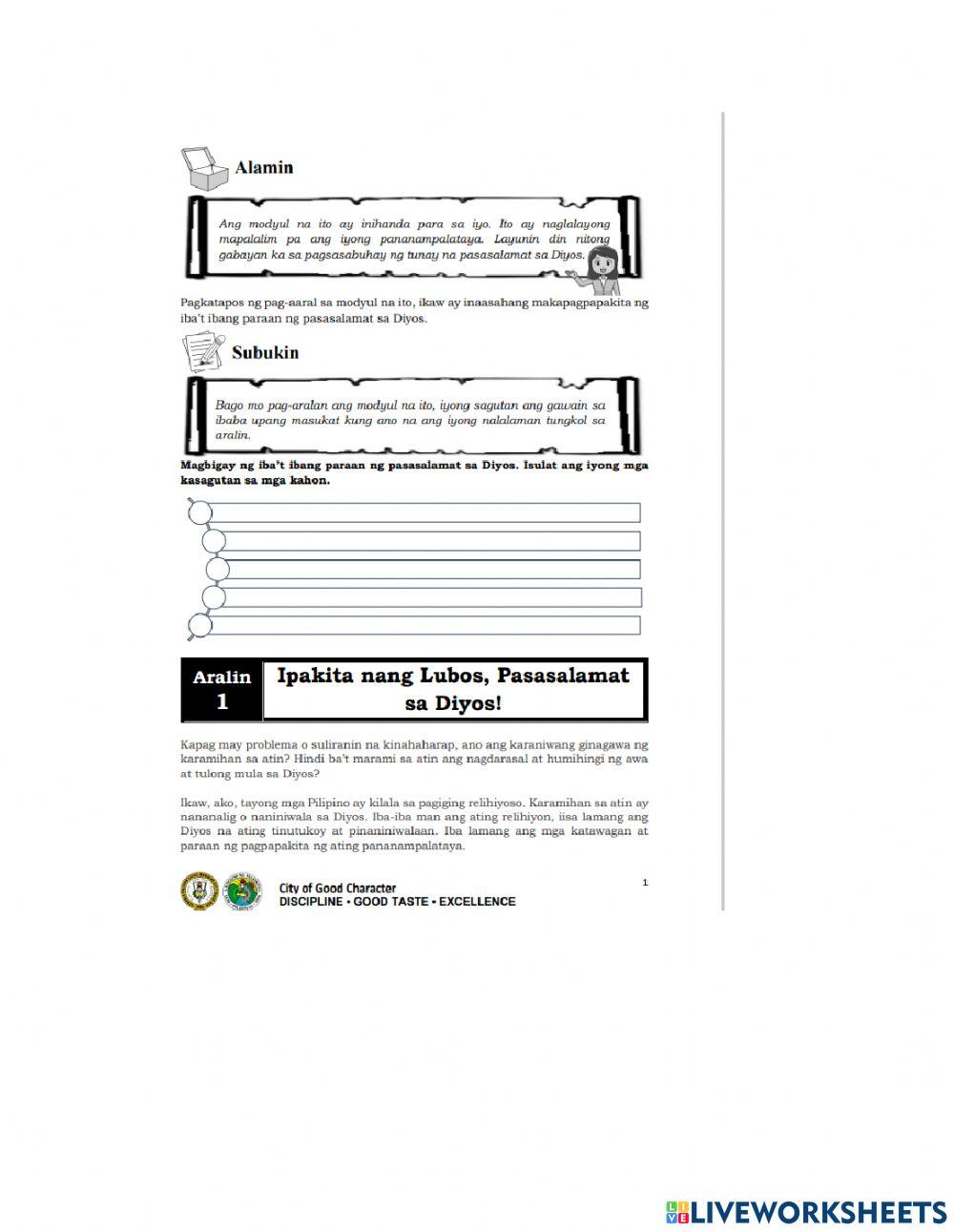 EsP5 Module 4 for 4th Quarter online exercise for | Live Worksheets