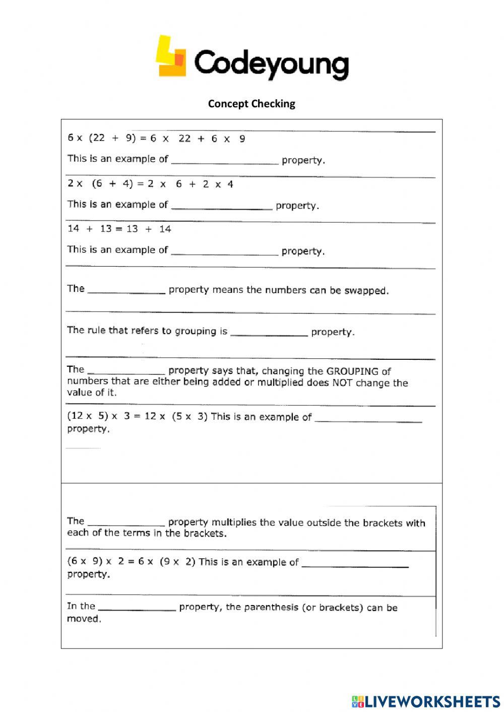 Properties of Integer Addition and Subtraction Concept CW worksheet ...