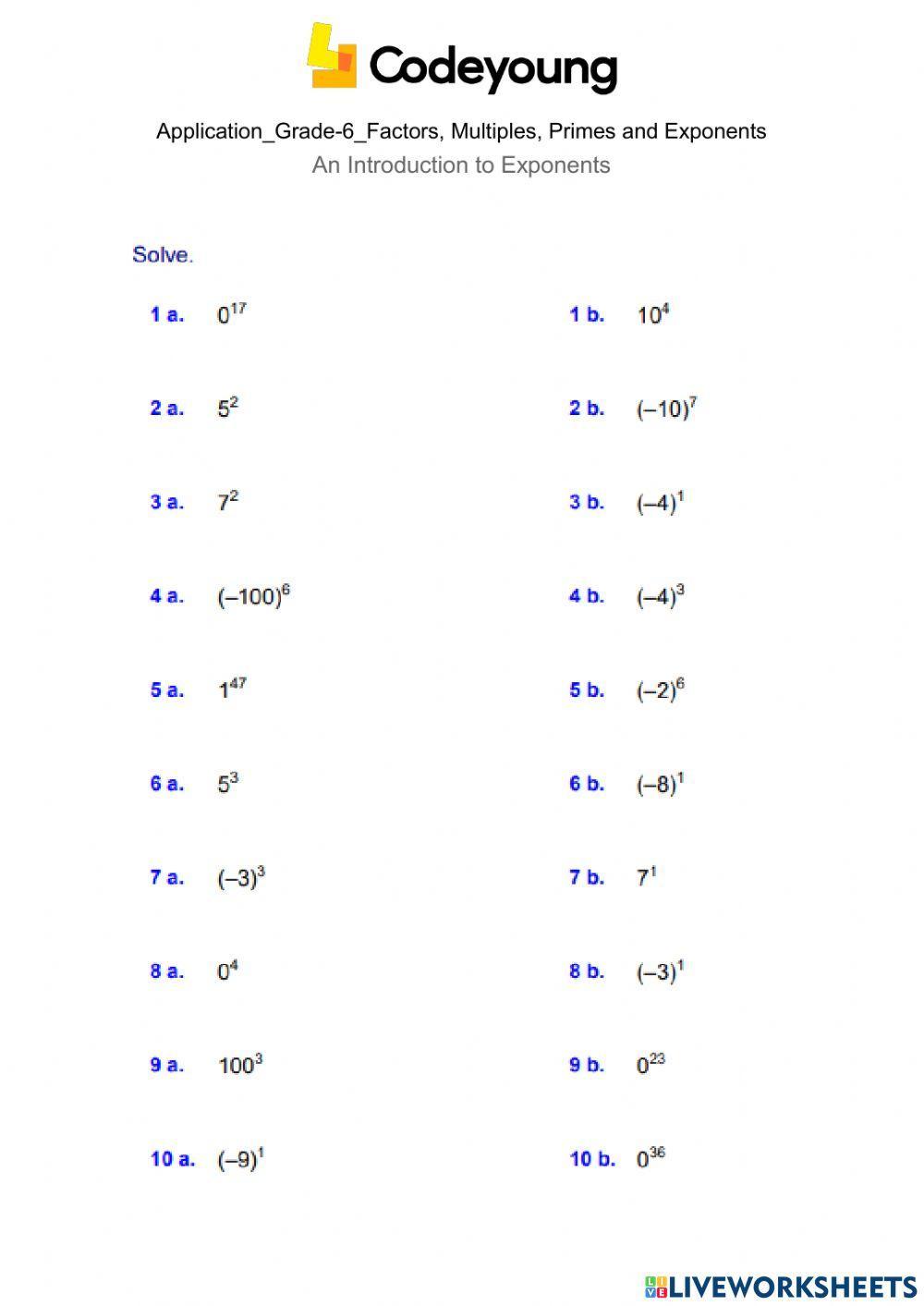 2069264 | An Introduction to Exponents Application