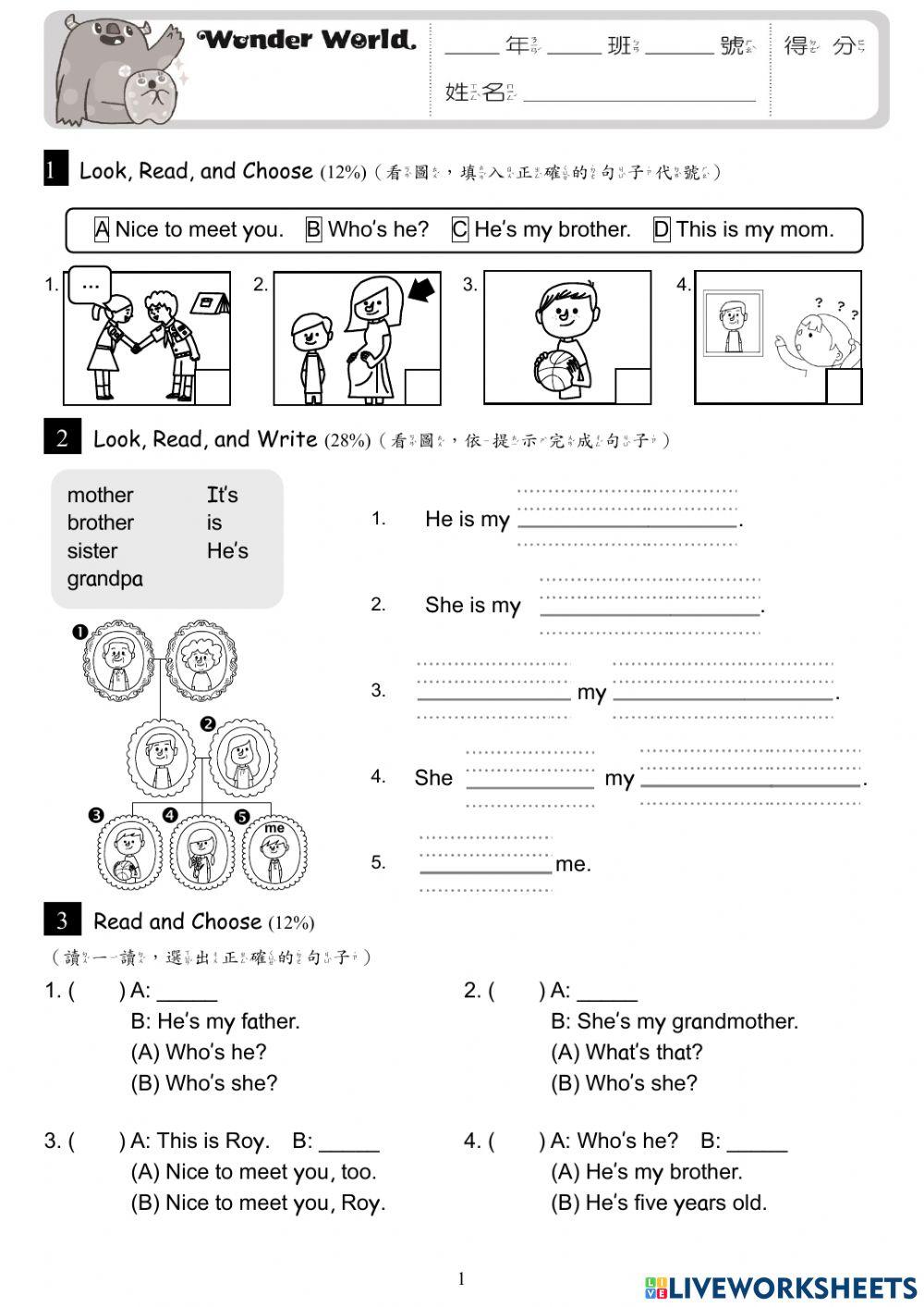 Homework: Unit3、Unit4 worksheet | Live Worksheets