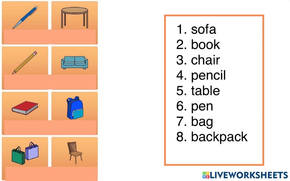 Classroom-words worksheet | Live Worksheets