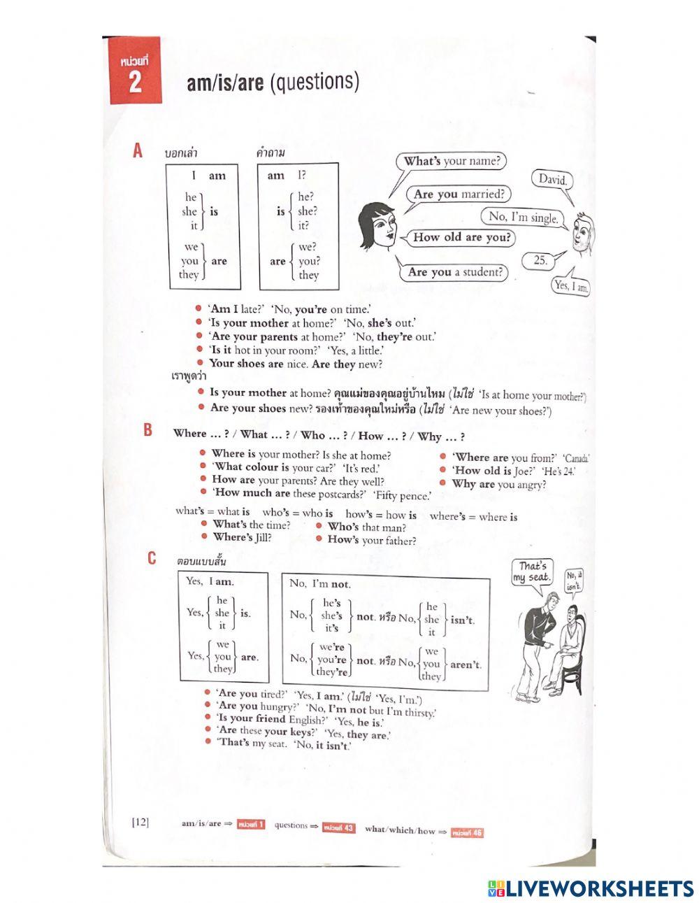 Am-is-are question 2069425 | Pranpriya | Live Worksheets
