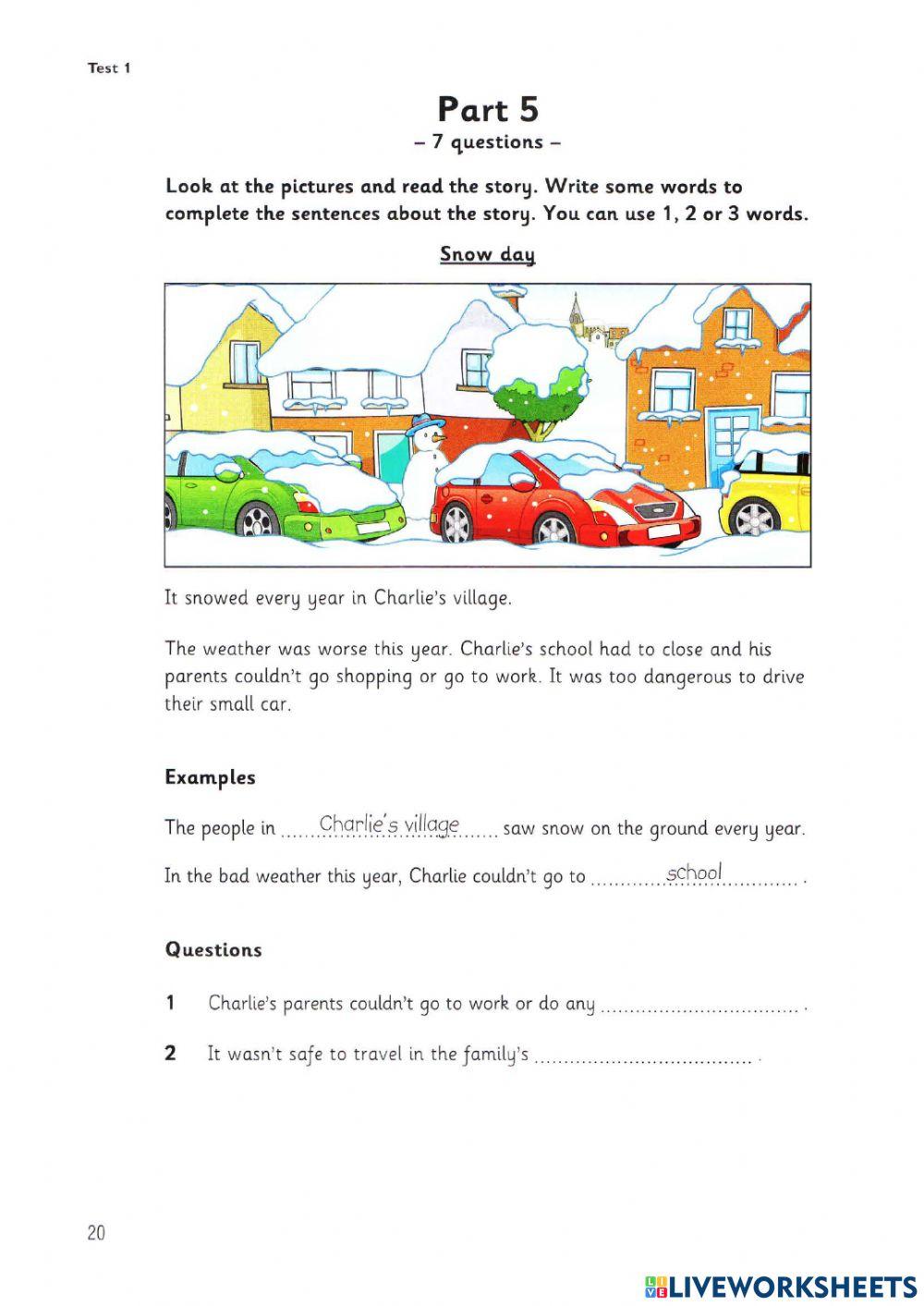 Movers 2 TEST 1… | Free Interactive Worksheets | 2069517