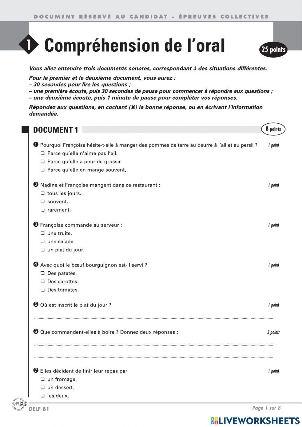 DELF B1 Production Orale Sujet Worksheet Live Worksheets, 53% OFF