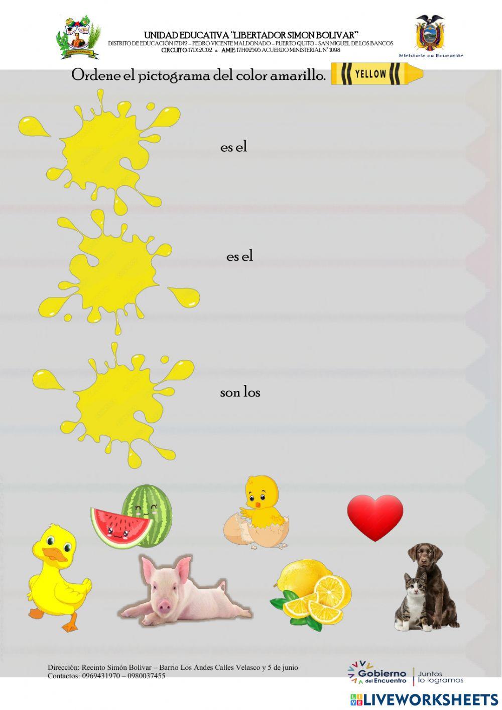Ordenar la Rima del color AMARILLO worksheet | Live Worksheets