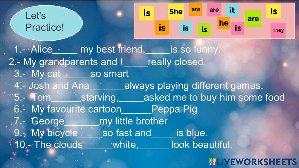 Verb To Be Practice interactive worksheet for 3 | Live Worksheets