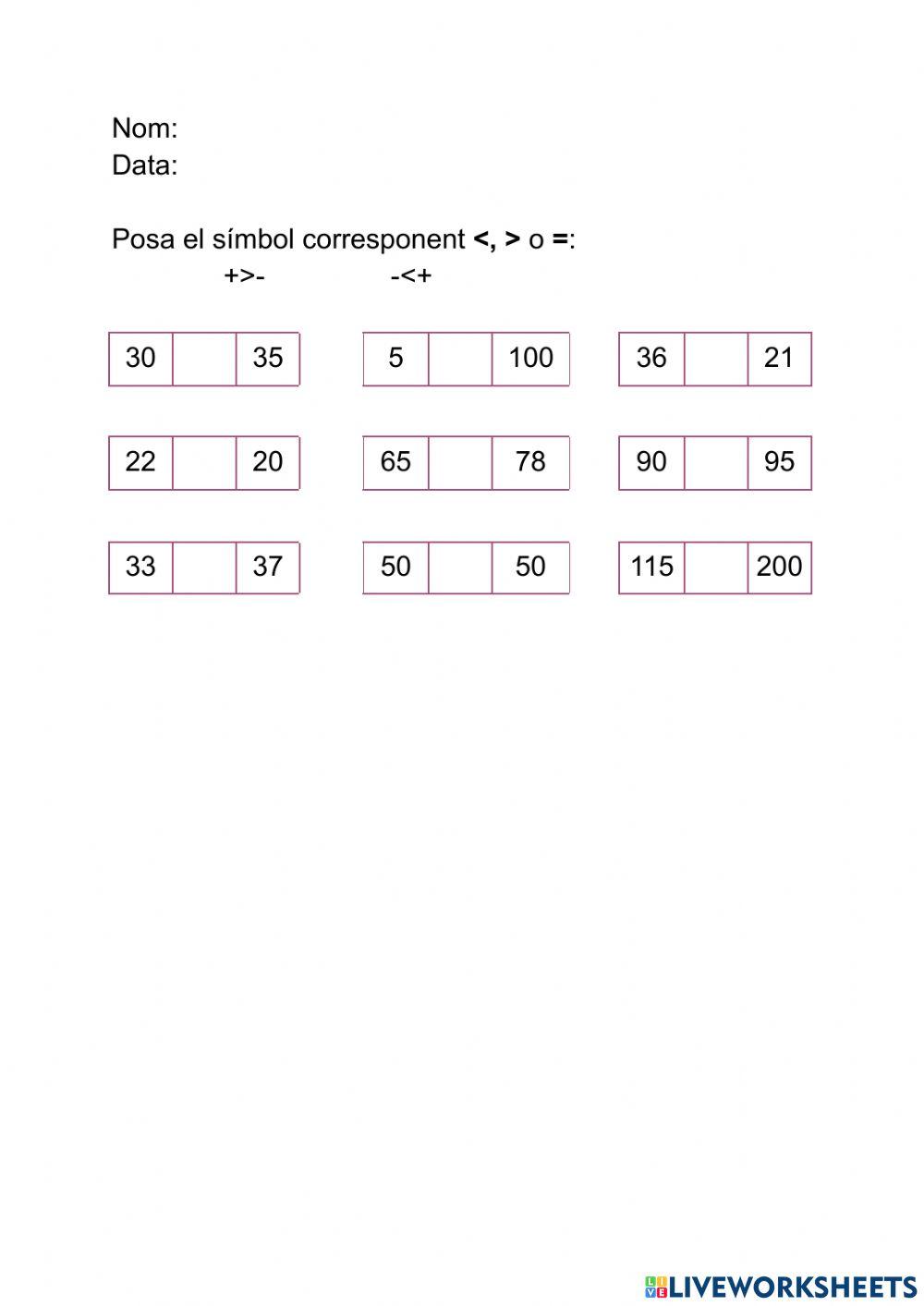 Mes gran i mes … | Free Interactive Worksheets | 2070561