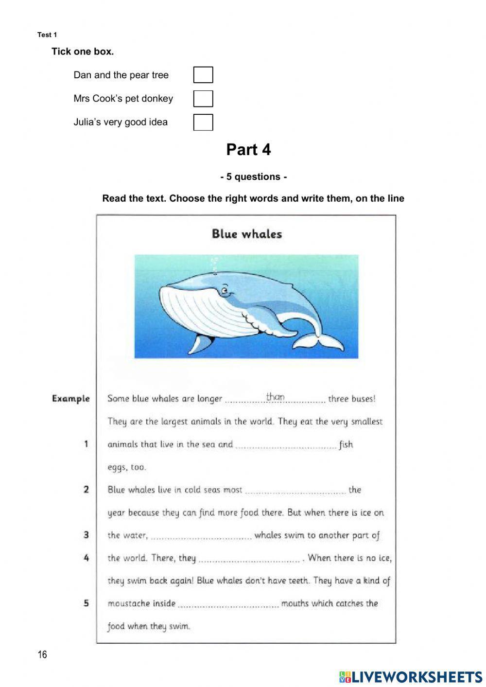 Movers 2 Test 1… | Free Interactive Worksheets | 2070616