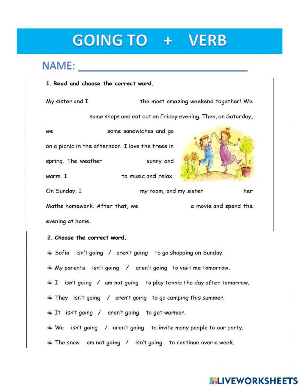 GOING TO + VERB online exercise for | Live Worksheets