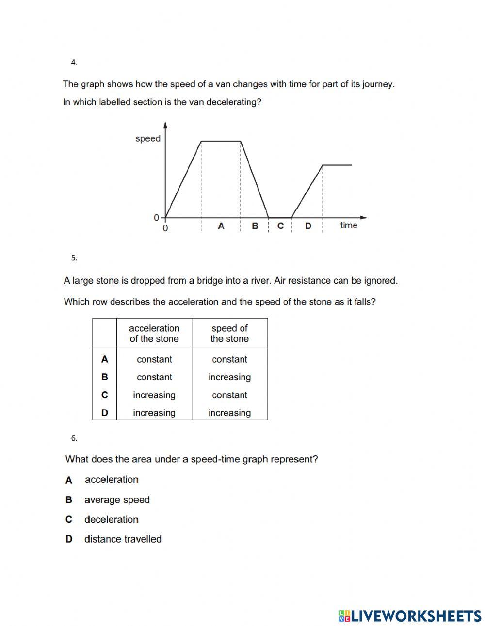Motion Multiple choice online exercise for | Live Worksheets