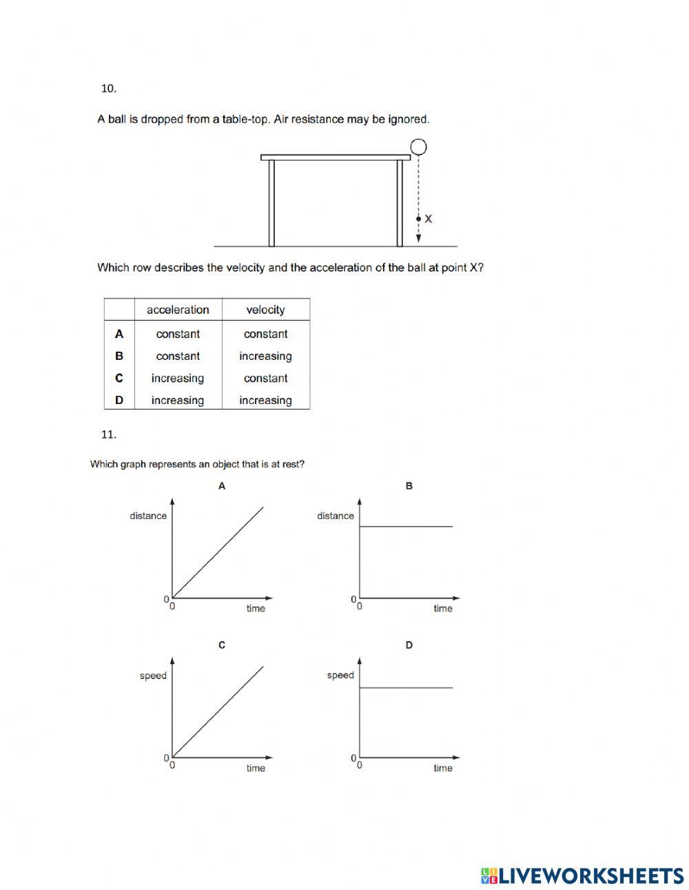 Motion Multiple choice online exercise for | Live Worksheets