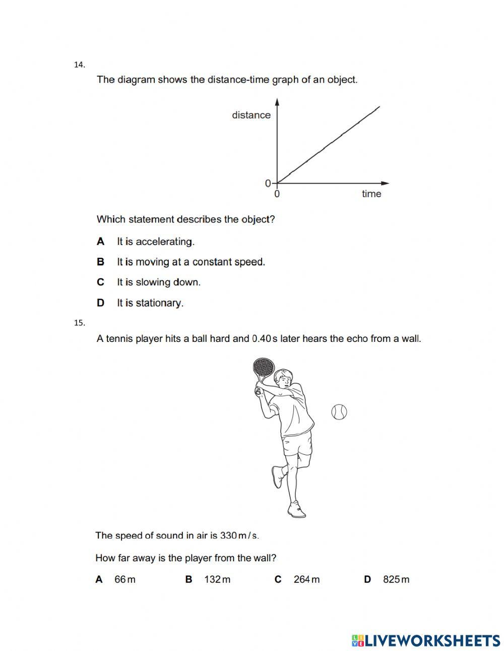 Motion Multiple choice online exercise for | Live Worksheets