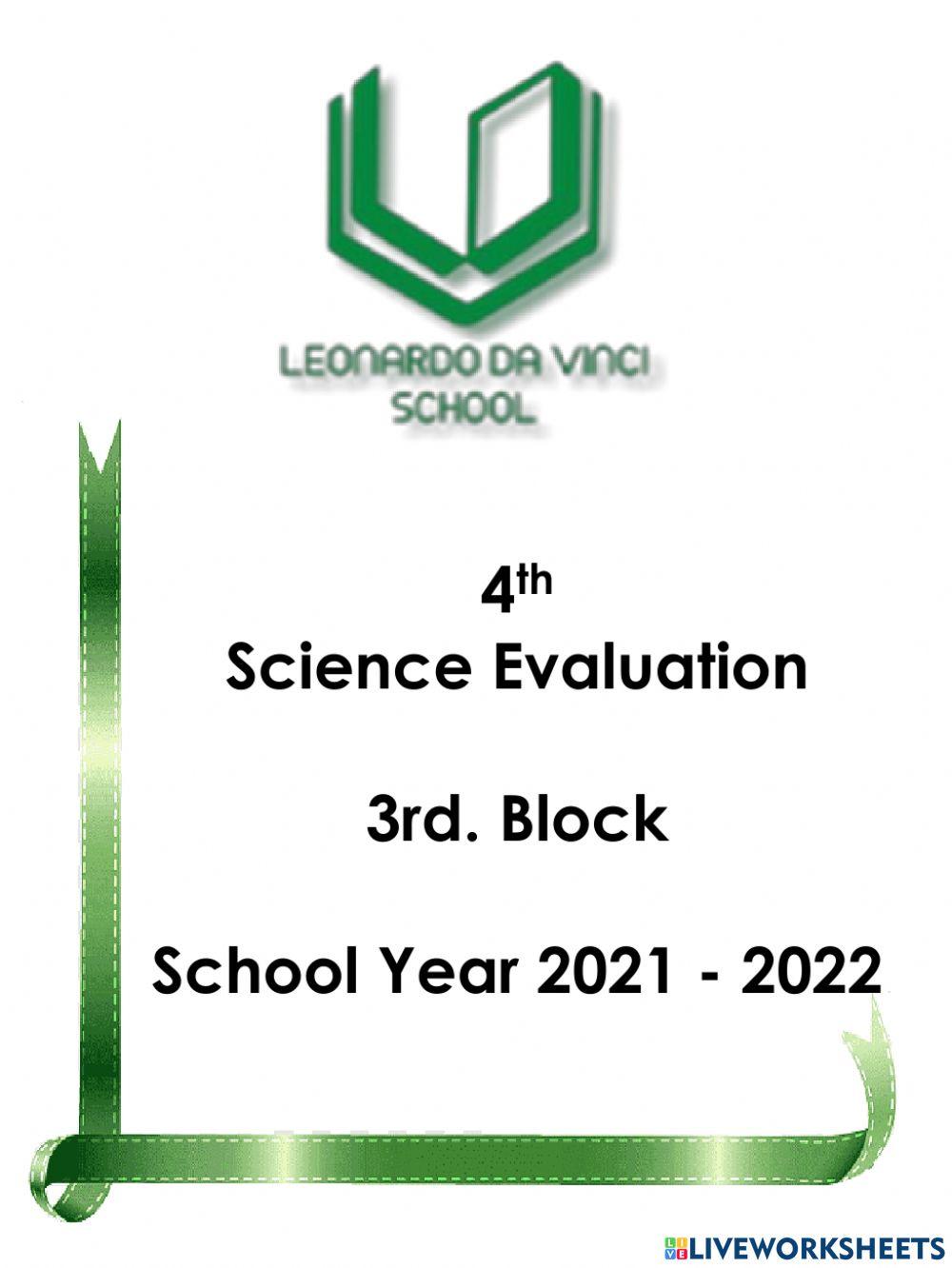 SCIENCE EVAL-FO… | Free Interactive Worksheets | 3600201