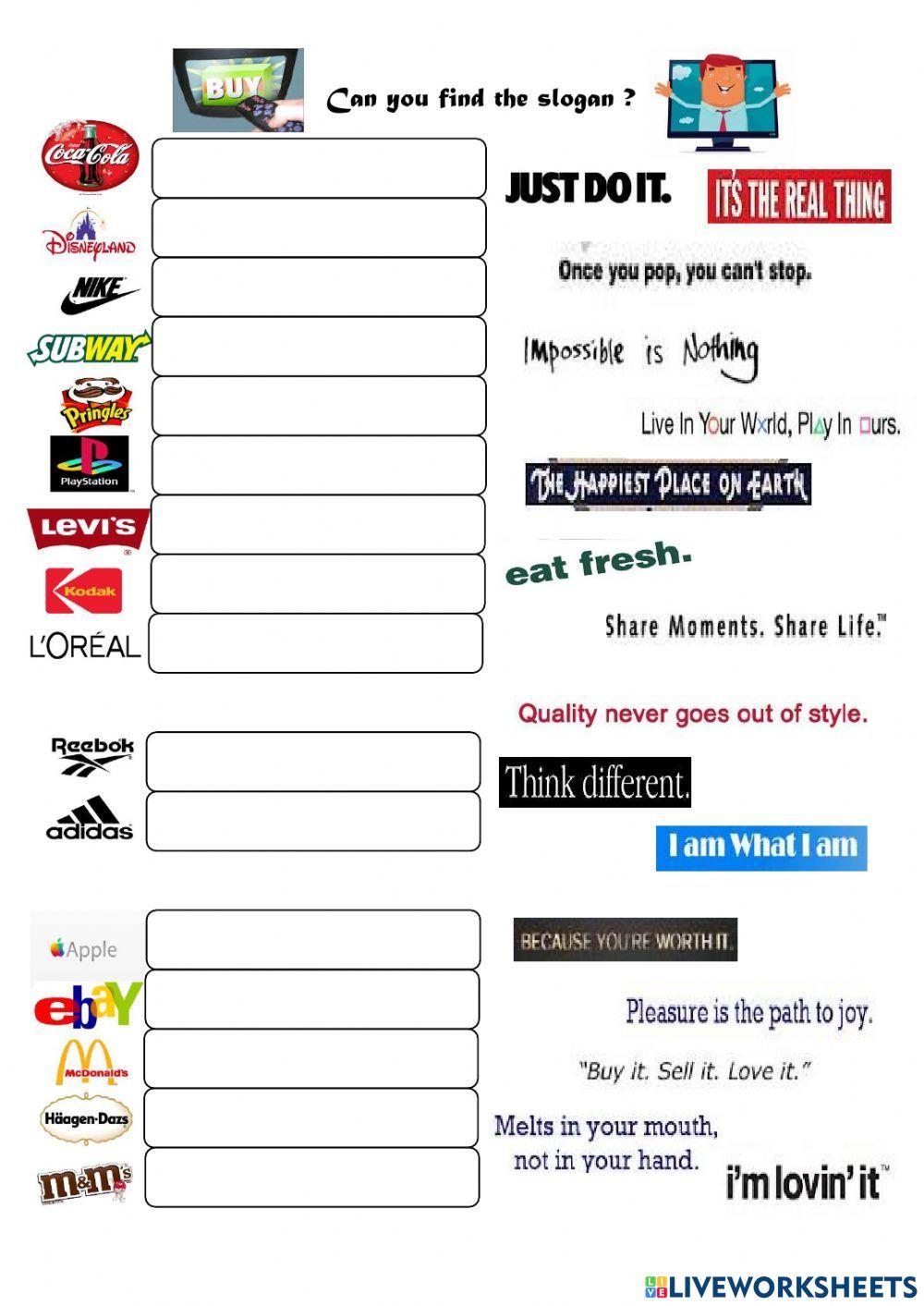slogans 2854524 | Majo258 | Live Worksheets