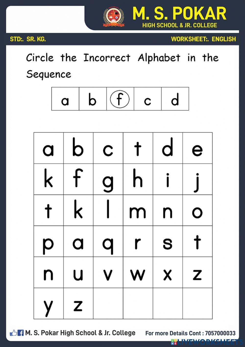 2071233 | Incorrect alphabets | mspokar | LiveWorksheets