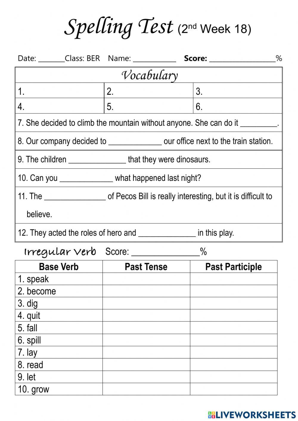 Weekly quiz WK18 online exercise for | Live Worksheets