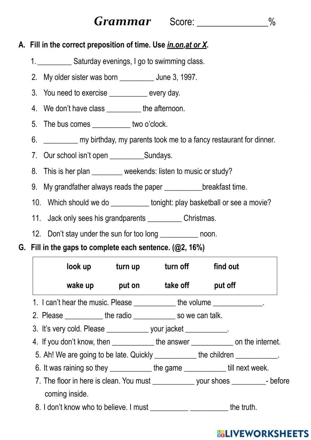 Weekly quiz WK18 online exercise for | Live Worksheets