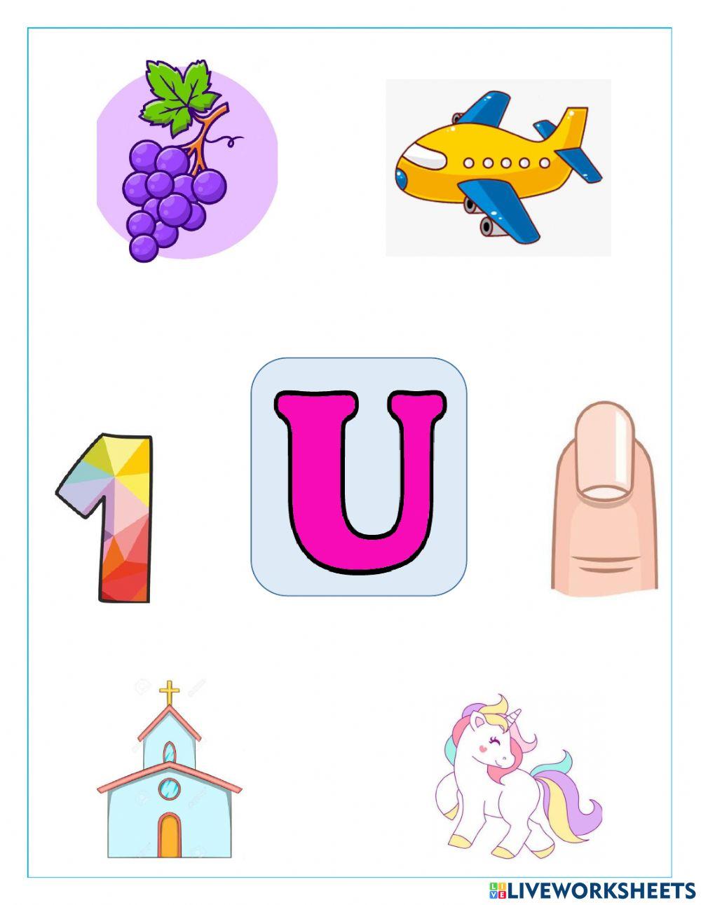 Vocal u worksheet for inicial 2 | Live Worksheets